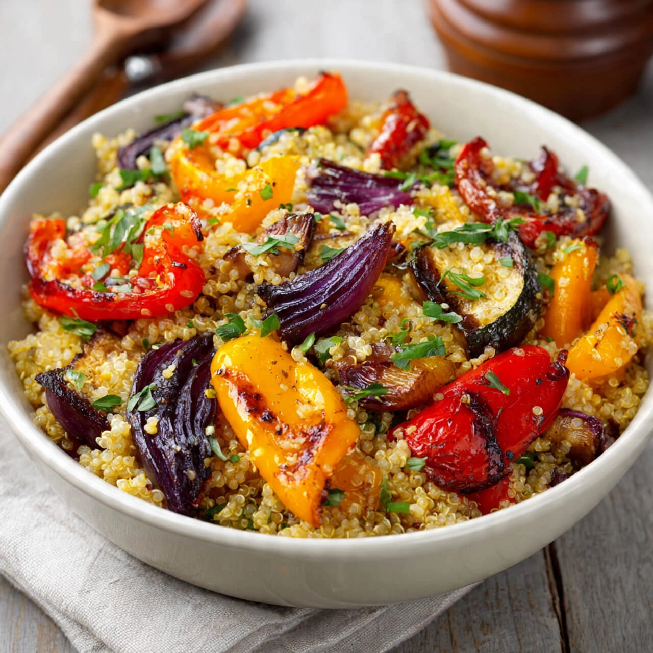 Roasted Veggie Quinoa Salad (Fresh, Healthy & Full of Flavor) - Ritzy ...
